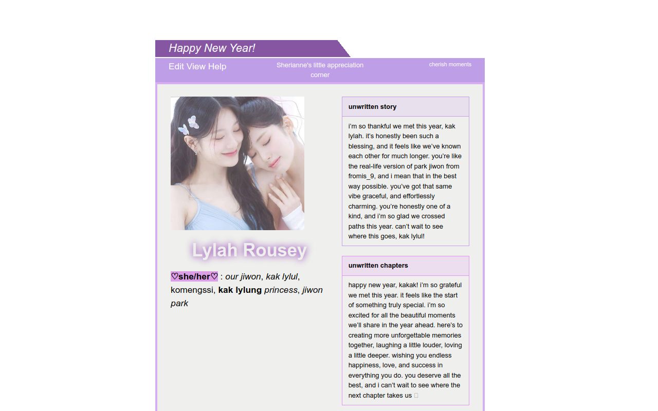 Sherianne's appreciation corner